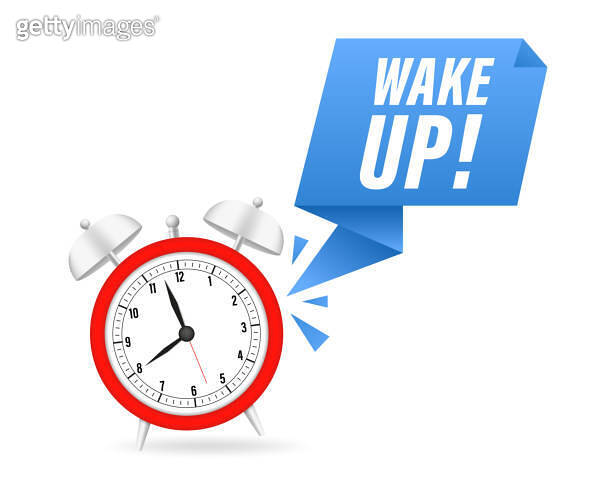Alarm Clock with wake up inscription. Wake up time. Alarm Clock, bell ...