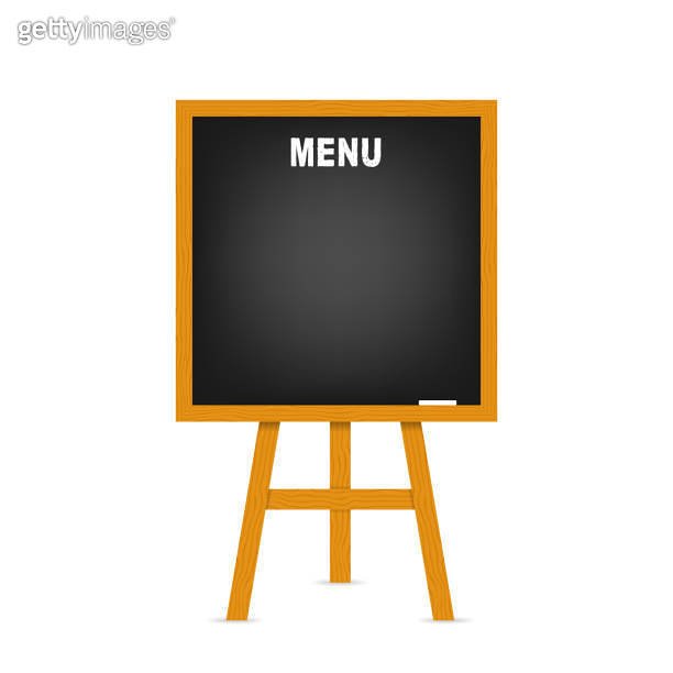 Empty Menu Board Isolated On White Background. MENU chalk inscription ...
