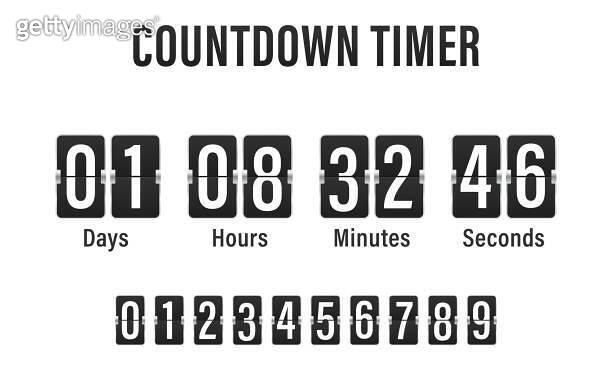 Countdown timer. Mechanical analog flip clock with number indicator ...