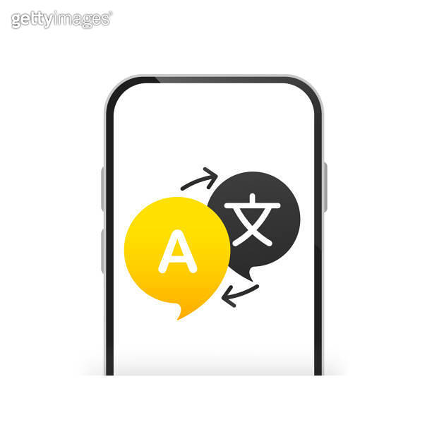 Online multi language translator app concept. Smartphone with ...