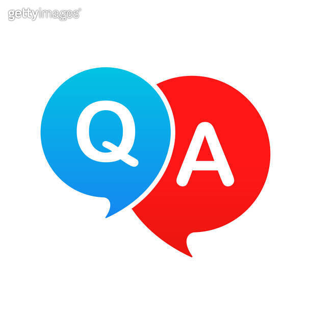 FAQ icon. Speech bubble with q and a letters, questions and answers ...