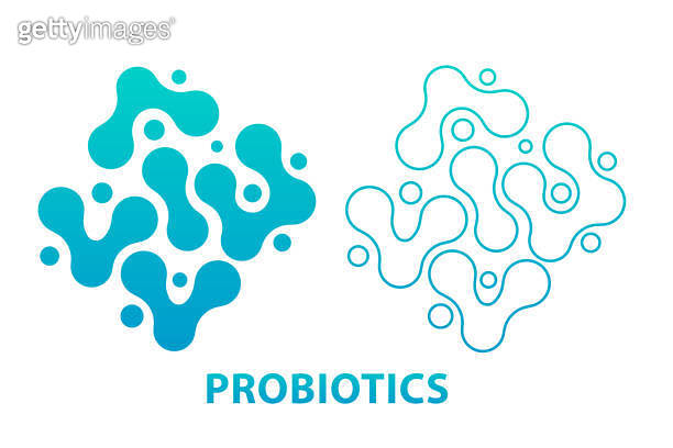 Probiotic bacteria logo design. Healthy food ingredient for therapeutic ...