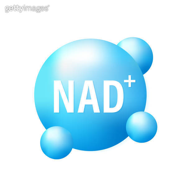 NAD+ molecules symbol vector illustration. Prevent aging therapy ...