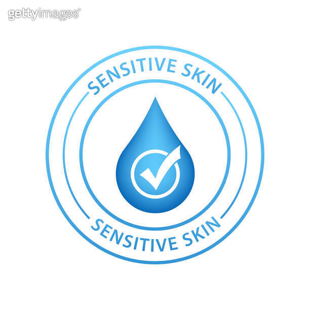Sensitive skin icon. suitable for Sensitive skin blue and white rounded ...