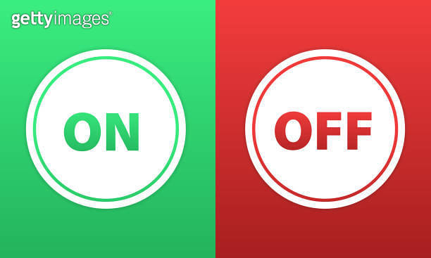 On and Off Buttons Labeled Mockup or Modern Devices UI Template - Green ...