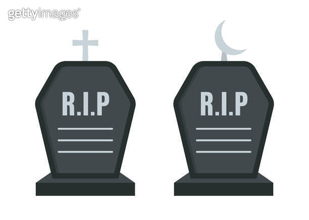 Grave RIP icon in flat style isolated on white background. Death symbol ...