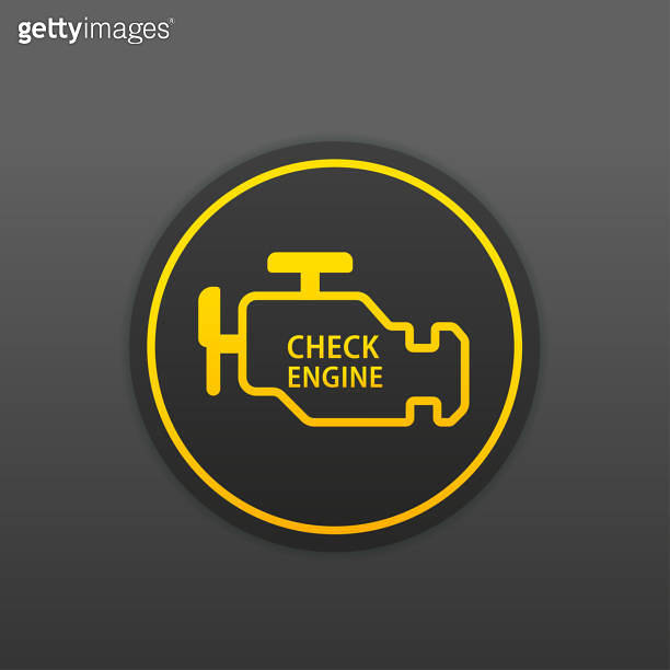 Check engine light symbol. Caution light symbol in car, modern style ...