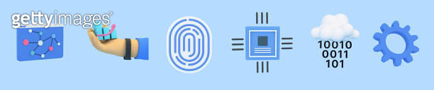 Set of 3d data science icons. Innovative data analytics, informative ...