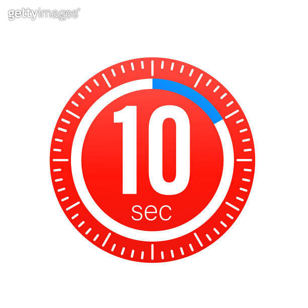 10 seconds, timer, stopwatch vector icon. 10 second stopwatch icon on ...
