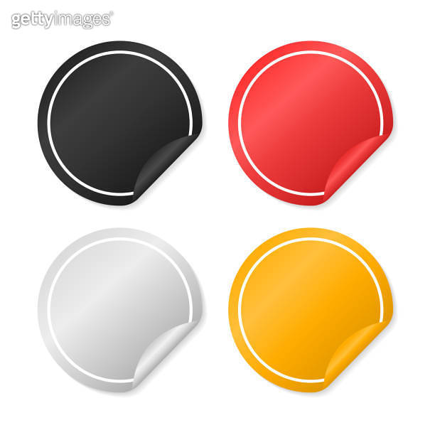 Vector blank color stickers on white background. Adhesive mock up set ...