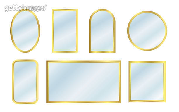 Set of different shape mirrors isolated. Mirror frame, mirrors template ...