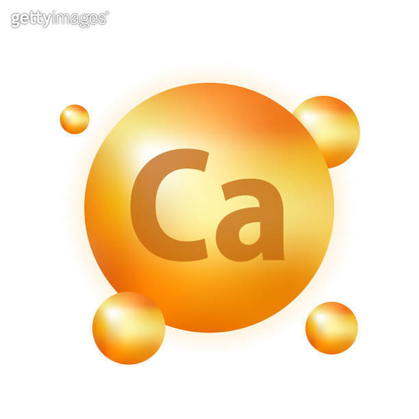 Calcium icon. Ca vitamin yellow. Helps maintain brain, strong bone ...