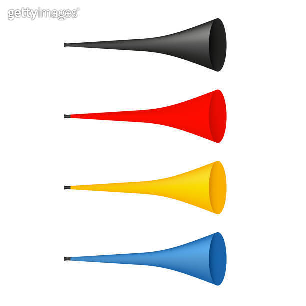 Vuvuzela trumpet, pipe, bugle for soccer, football fan isolated on ...