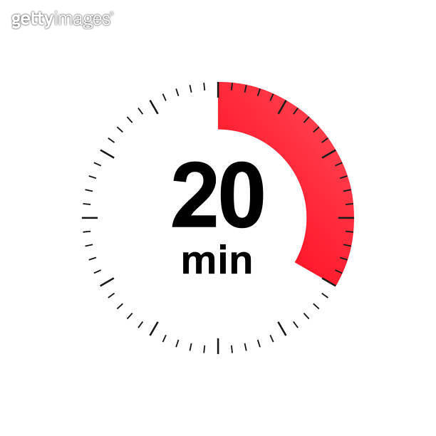 Stopwatch 20 minutes timer clock icon. Countdown timer. Different uses ...
