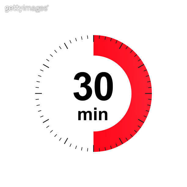 Stopwatch 30 minutes timer clock icon. Countdown timer. Different uses ...
