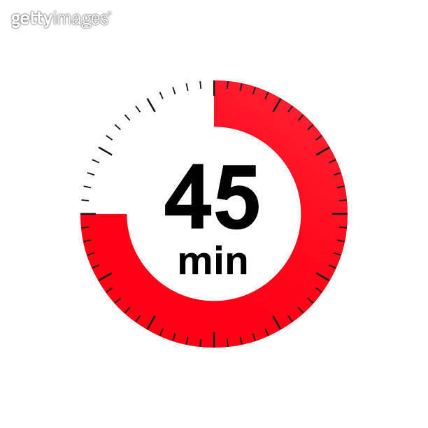 Stopwatch 45 minutes timer clock icon. Countdown timer. Different uses ...