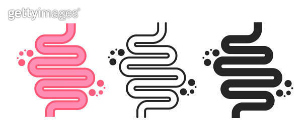 Colitis. Gut constipation icon. Abdominal, bloating vector. Stomach ...