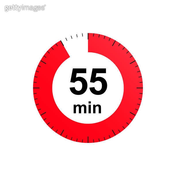 Stopwatch 55 minutes timer clock icon. Countdown timer. Different uses ...