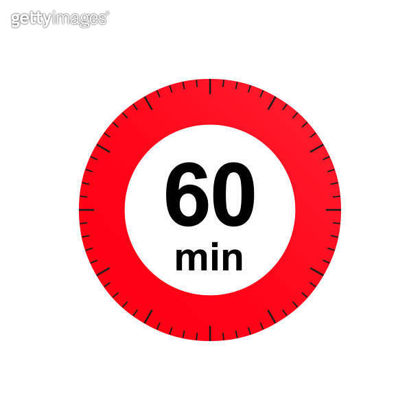 Stopwatch 60 minutes timer clock icon. Countdown timer. Different uses ...