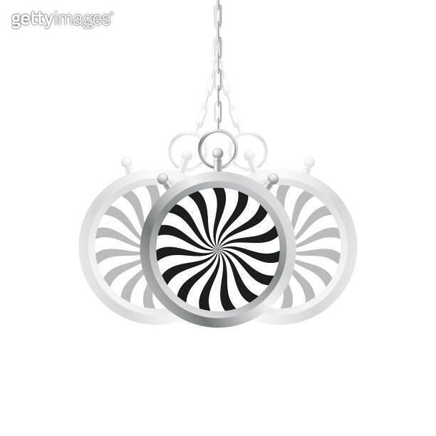 Hypnosis concept. Watch on a chain. Golden pocket watch. Clock symbol ...