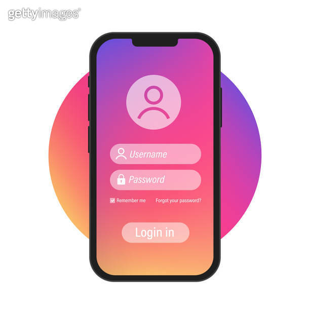 Sign in page on smartphone screen. Website user interface, online login ...