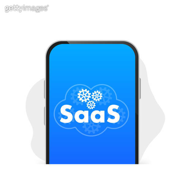 Saas icon with cloud, SAAS cloud computing. Software as a service for ...