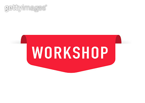 Sticker, workshop on a white background. Vector illustration ...