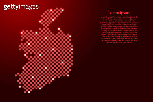 Ireland map from futuristic red checkered square grid pattern and ...