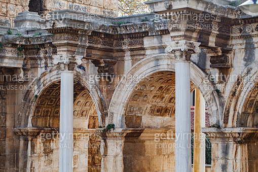 Hadrians Castle Gate, columns arches, close-up, pilasters 이미지 ...
