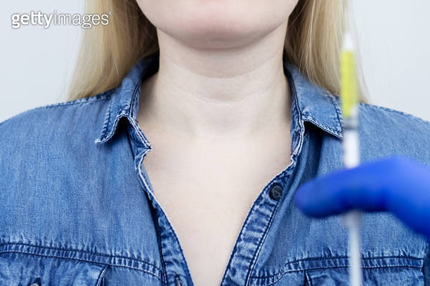 Venus rings. Skin folds on the neck due to loss of elasticity. Removal ...