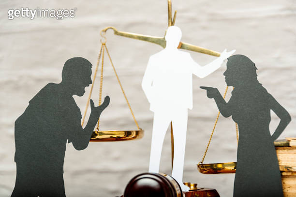 Silhouette symbol. Child custody. Family law proceedings. Divorce ...