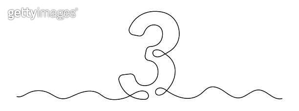 Number 3 in continuous line drawing style. Abstract drawing number ...