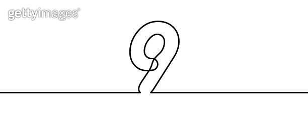 Number 9 in continuous line drawing style. Abstract drawing number nine ...