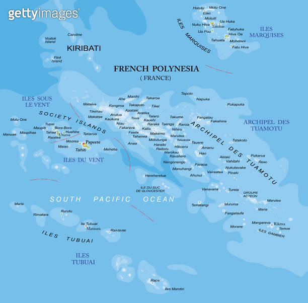 French Polynesia highly detailed physical map (1818301436) 일러스트, 무료 ...