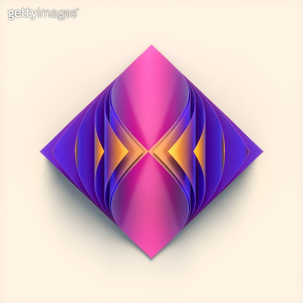 Stack of rhombus-shaped folded colorful sheets. Bright abstract ...
