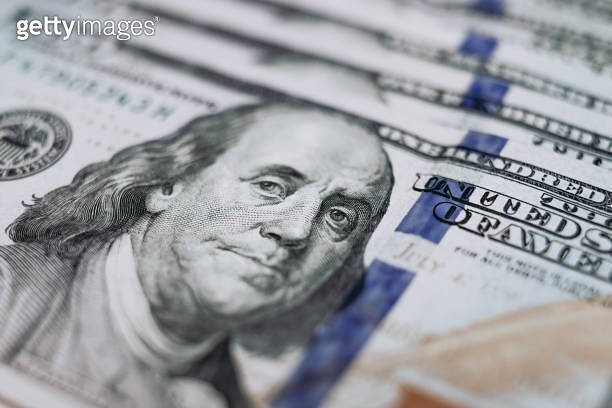 Macro texture banknotes shot close up 100 american dollar bills. Cash ...