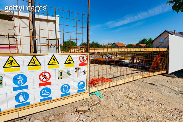Information banner with safety protocols next to the entrance of ...