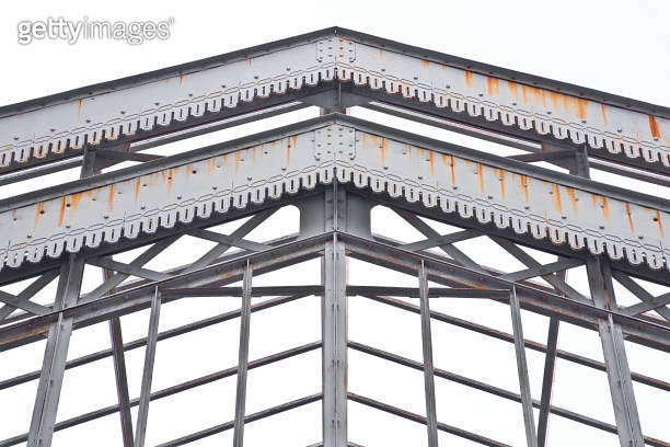 Old metal structure built with beams and metal profiles - 1800 circa ...