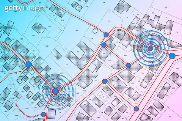 Layout of facilities and services systems - indication of the points ...