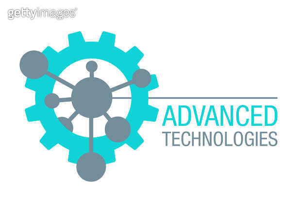 Advanced technologies - logo template with gears 이미지 (1620719516) - 게티이미지뱅크
