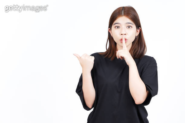 Shh gesture, Presenting and Pointing Side Product Using Thumb Of ...