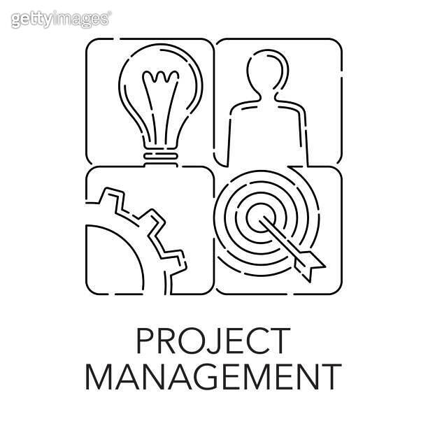 Project management logo template in thin line 이미지 (1688370845) - 게티이미지뱅크