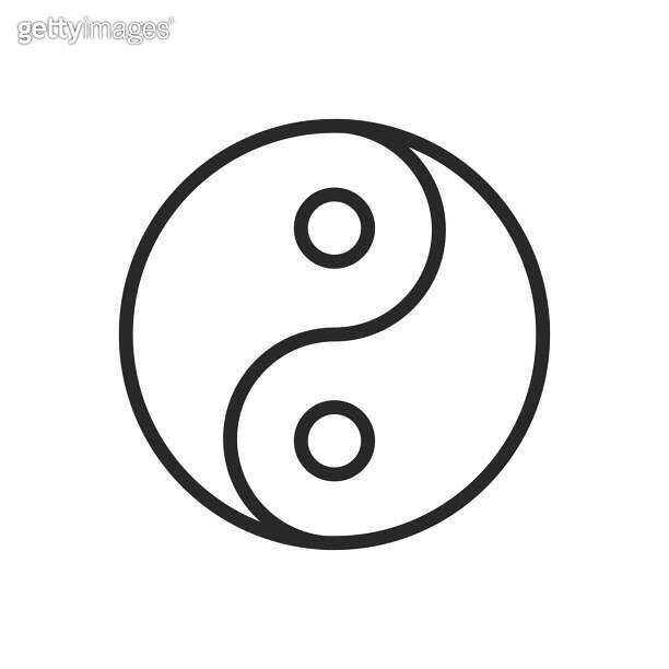 Yin Yang Icon. Editable Line Vector Symbol of Ancient Chinese Dualism ...