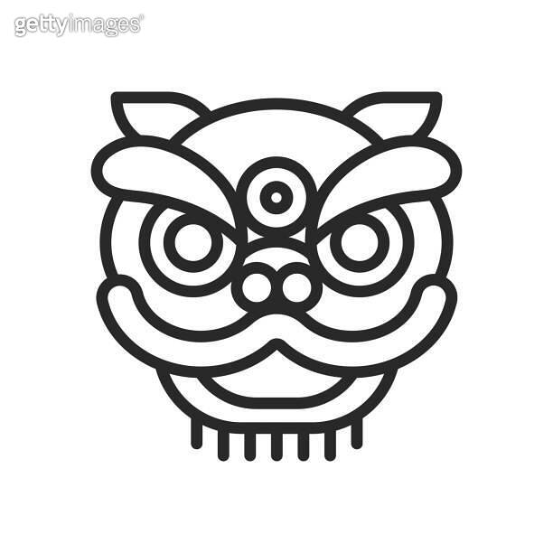Chinese Traditional Dragon Icon. Vector Linear Illustration of Mythical ...