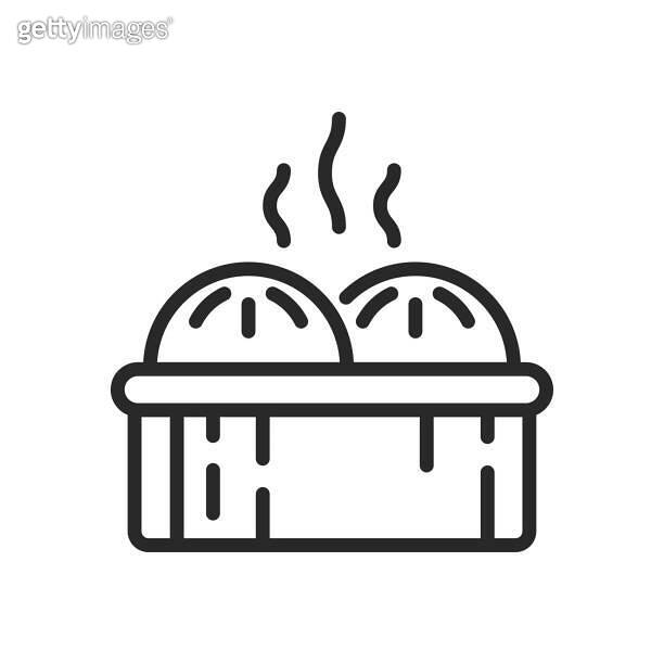 Dim Sum Steamer Icon. Vector Linear Illustration of Traditional Chinese ...