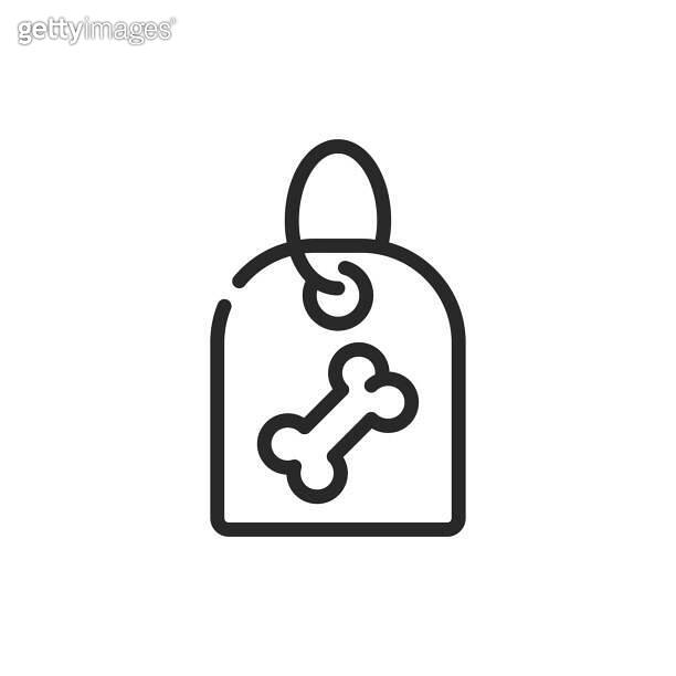 Pet Label or Tag Icon. Vector Outline Editable Sign of Identification ...