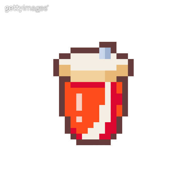 Pixel Art Vector Red Cup with Lemonade. Retro 8 bit Style Drink Soda ...