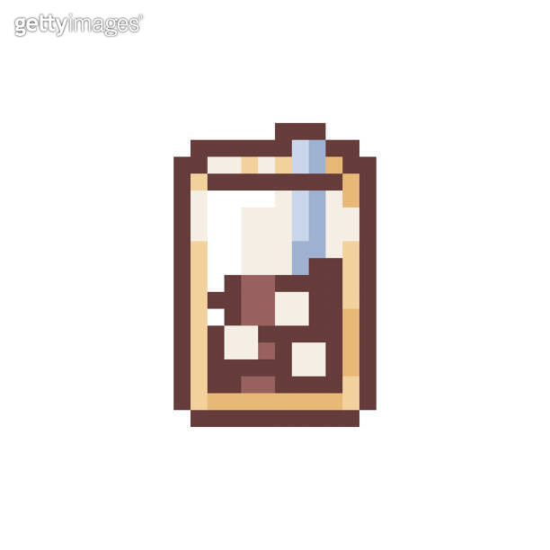 Pixel Art Vector Glass of Soda and Straw. Retro 8 bit Style Lemonade ...