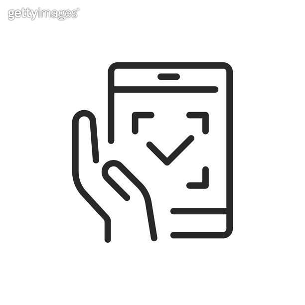 QR Code Payment Icon. Vector Linear Editable Sign of Successful Mobile ...