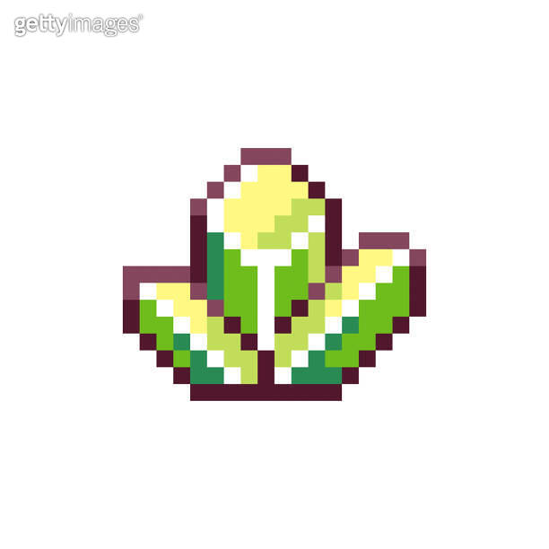 Pixel art Green Emerald Crystal Icon. Retro Style Game Asset or Arcade ...